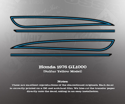 HONDA 1976 GL1000 SULFUR YELLOW TANK DECALS GRAPHICS | eBay