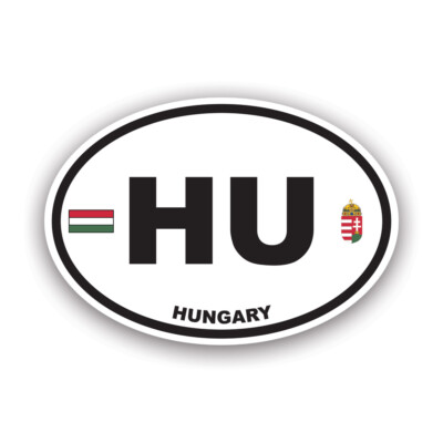 Hungary Oval Sticker Decal - Weatherproof - hungarian flag country code ...