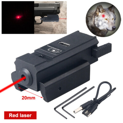 Tactical Red Laser Dot Beam Sight USB Rechargeable 20mm Rail Predator ...