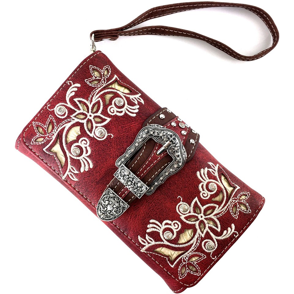 Western Floral Buckle Crossbody Trifold Wallet for Women | eBay