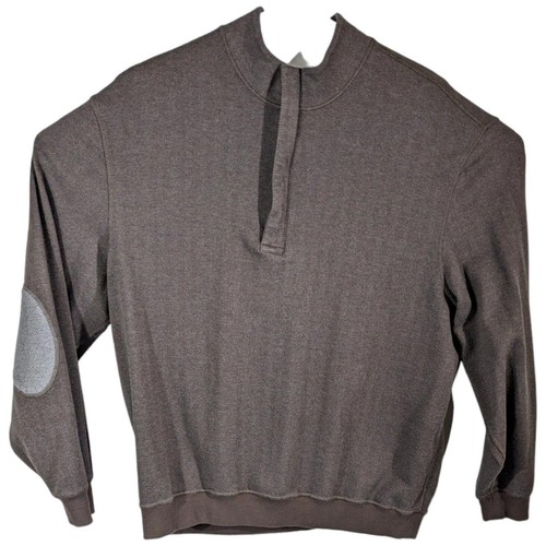 Cremieux Classics Mens Jacket 1/4 Zip Brown and Grey Elbow Patches XXL ...