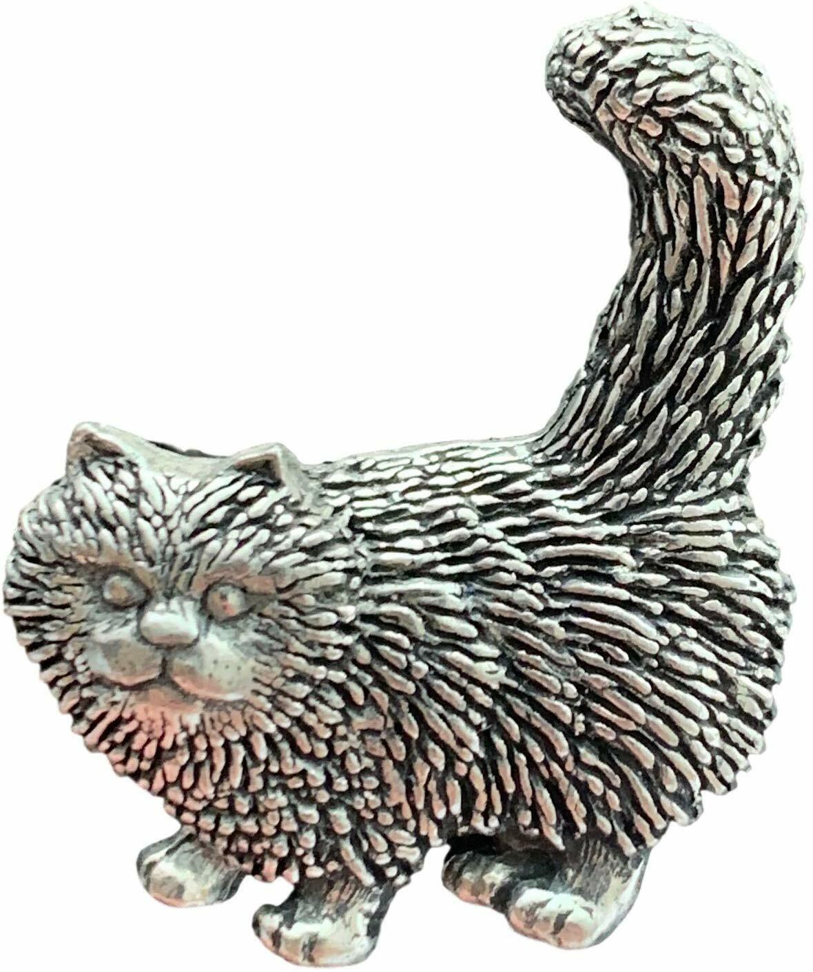 Personalised Gift Box & Hand Made Standing Cat (A40) Pewter Pin Badge ...