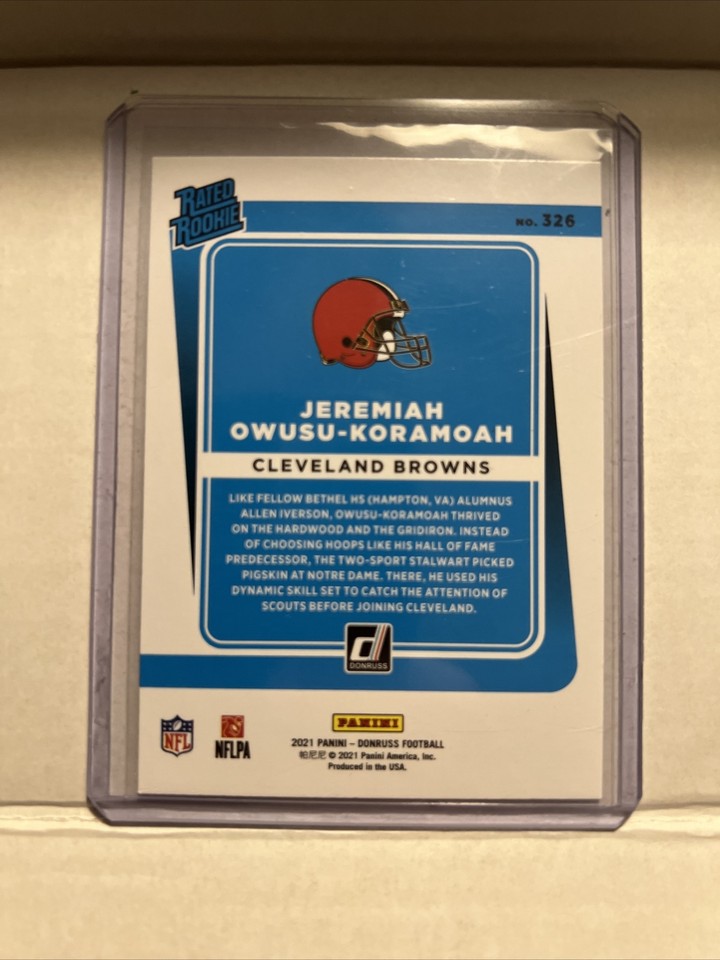 2021 Panini Donruss Rated Rookie Jeremiah Owusu Koramoah Rookie Card RC ...