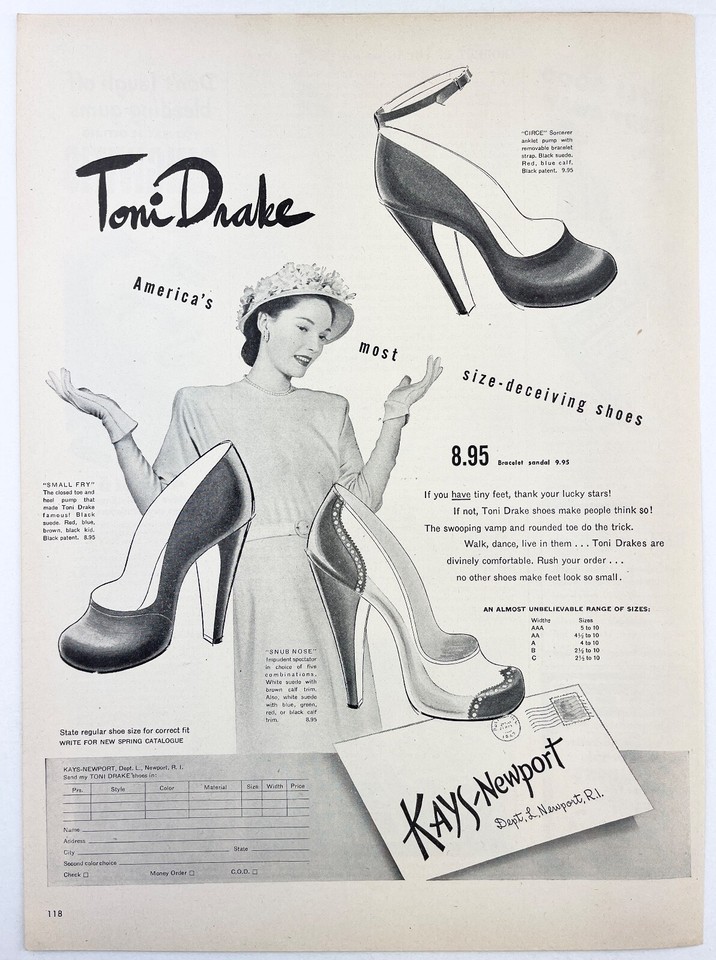 1947 Kays-Newport Toni Drake Shoes Heels Fashion Women Wall Art Vintage ...