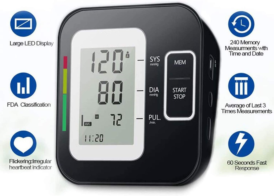 NEW Blood Pressure Monitor-Automatic Upper Arm Blood Pressure Machine ...