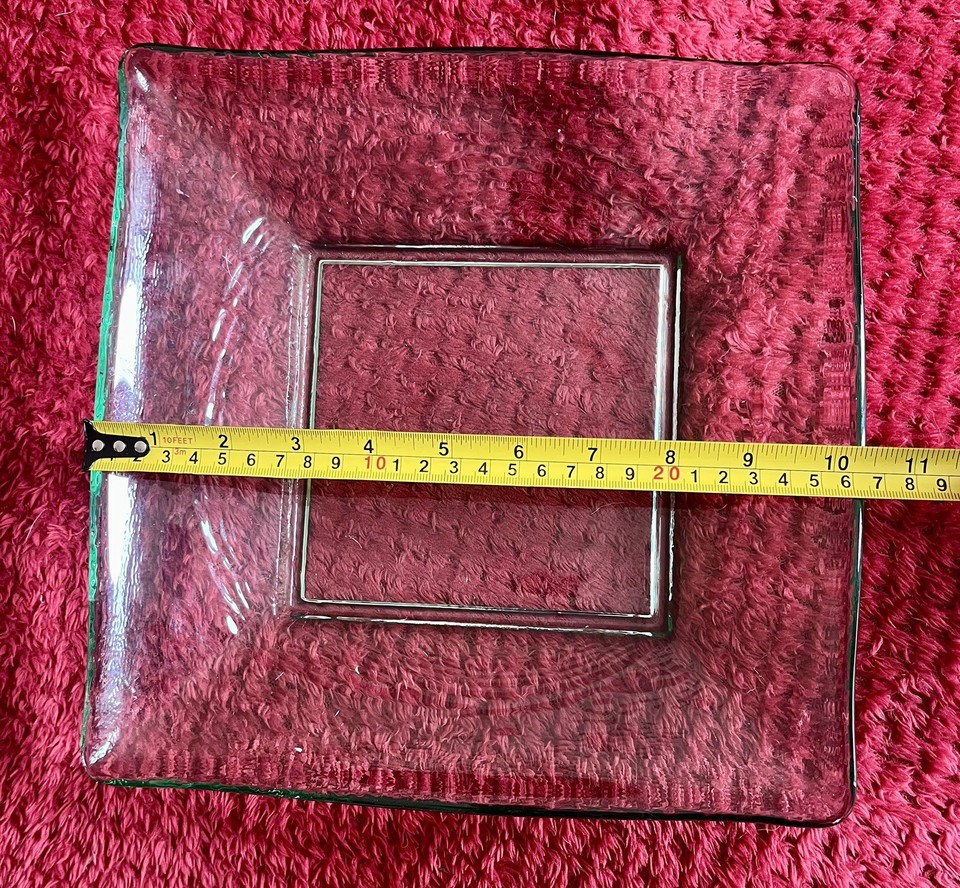 Square green Clear recycled thick Glass display Bowl Dish, 27xm x 27cm ...