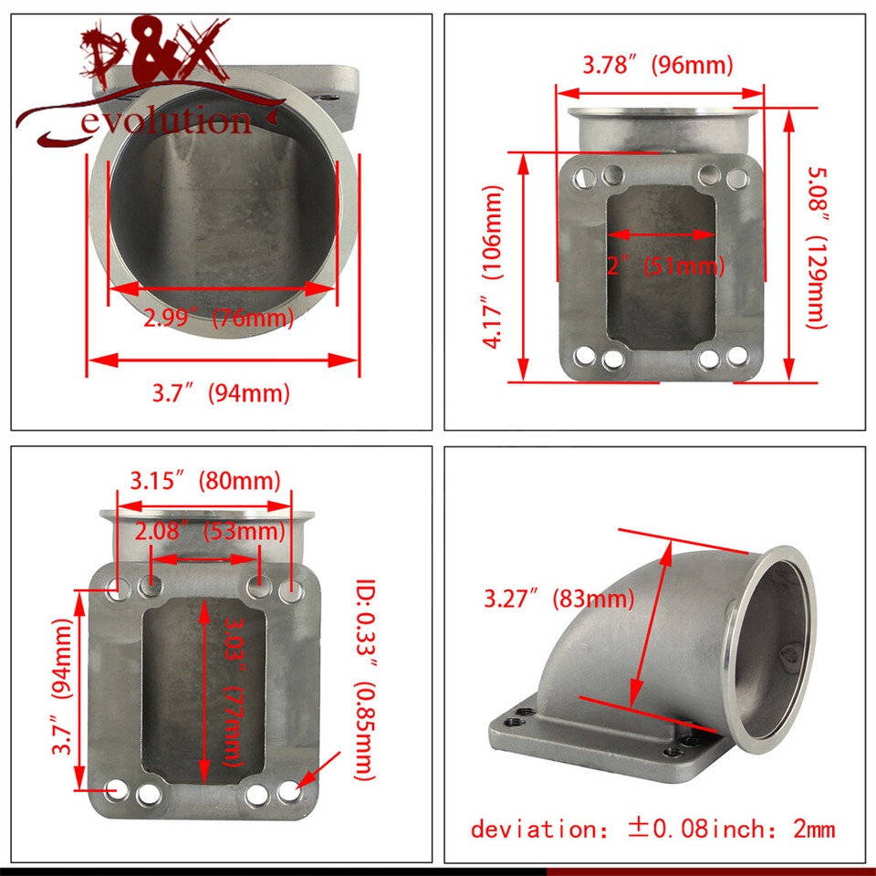3 in V Band 90 Degree Turbo Elbow Adapter Stainless Steel Turbo Flange ...
