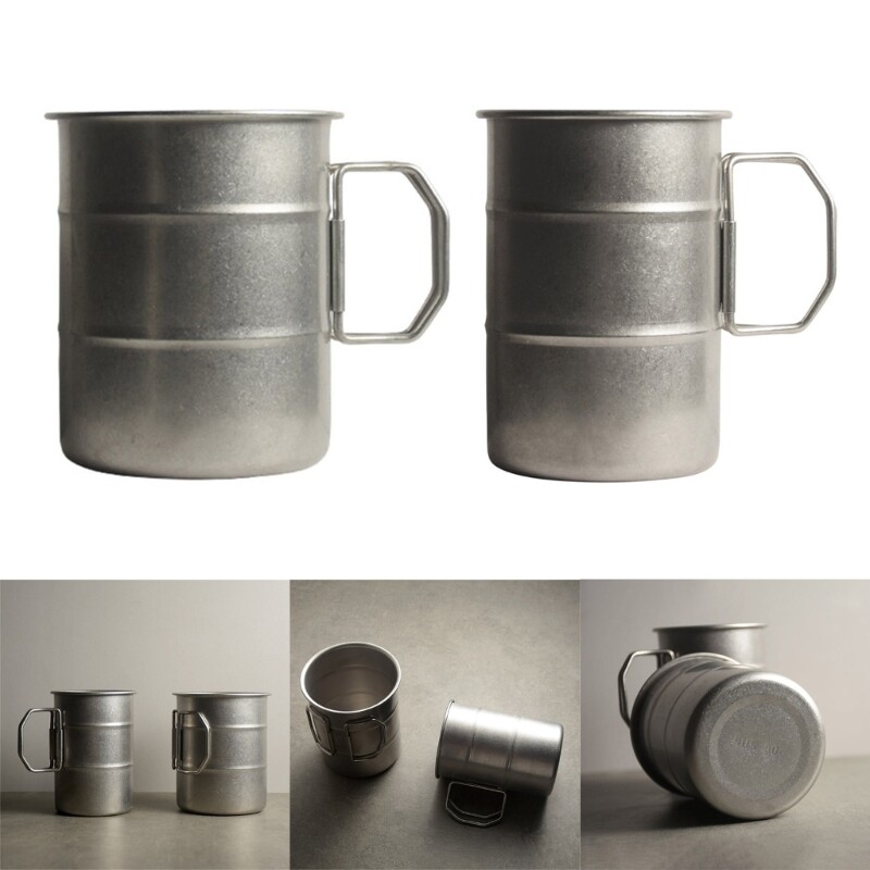Camping Folding Mug 304 Stainless Steel Water Cup Foldable Handle ...