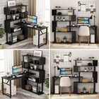Tribesigns L-Shaped Corner Desk, Rotating Computer Desk with 5 Tier ...
