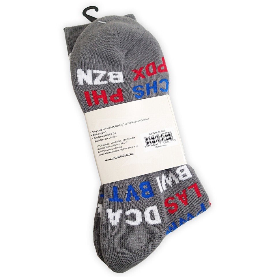 Aviation-Themed Premium Crew Socks - USA Airport Codes - Luso Aviation ...