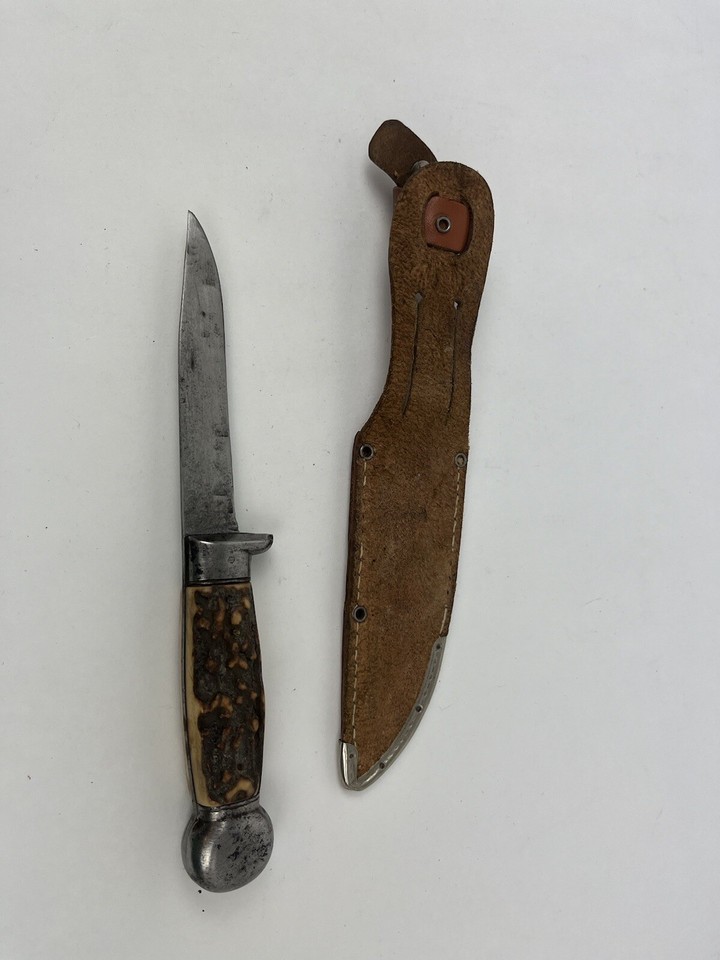 Solingen Germany Knife Stag Handle Blade & Sheath (Edge Brand?) No ...