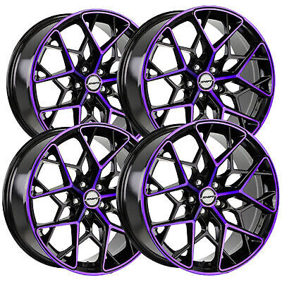 (Set of 4) Shift H35 Piston 18x8.5 5x120 +35mm Black/Purple Wheels Rims ...