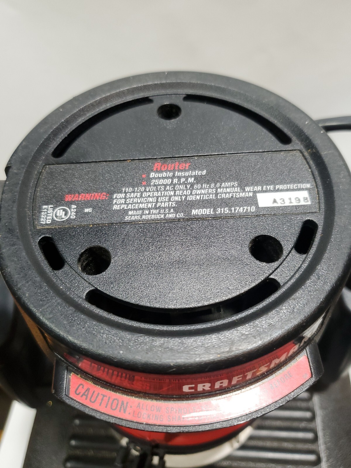 Sears Craftsman Corded EZ Router 315.174710 25000RPM 1.5HP CASE Working ...