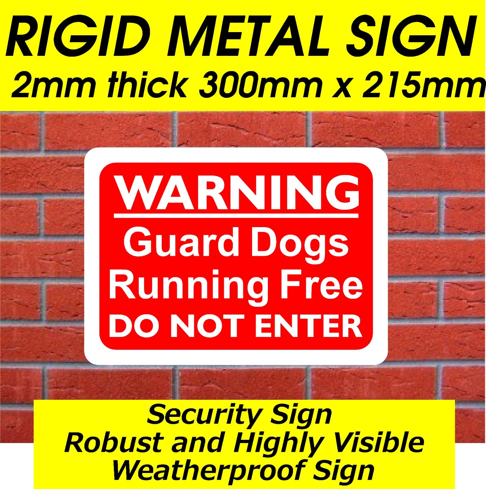 METAL WARNING GUARD DOGS RUNNING FREE DO NOT ENTER SECURITY SIGN DOG ...