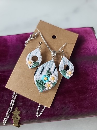 925 Multicolored Floral Polymer Clay Jewelry Set, NEW | eBay