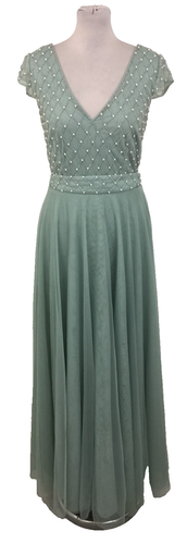 Motee Maids Women's Dress Size 10 Green Beaded Lined Belted Lined Used ...