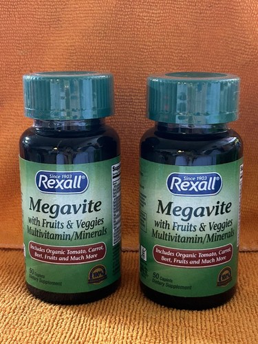 2) Rexall Megavite Multivitamin & Minerals with Fruits, 50 Caplets Ea ...