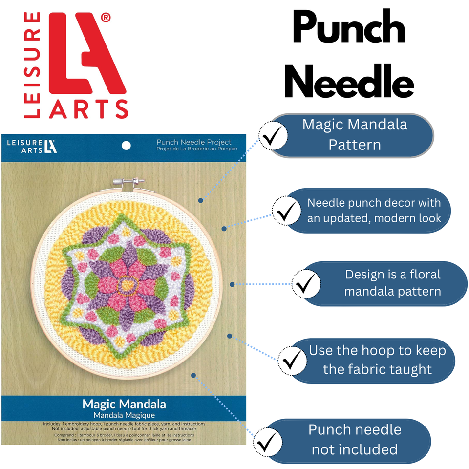 Leisure Arts Punch Needle Kit, Magic Mandala, Punch Needle Kit, Kits ...