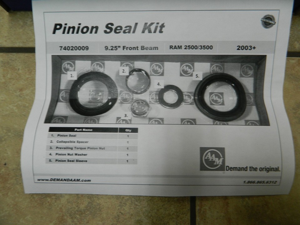 2003-2017 Dodge Ram 2500 3500 4X4 Front Axle Pinion Seal Kit 9.25 AAM ...