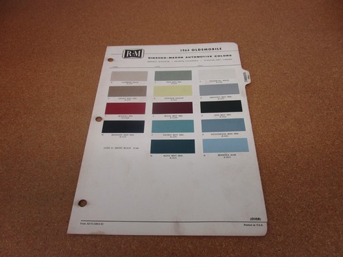 1964 64 Oldsmobile Olds car paint color chip chart sheet sample | eBay