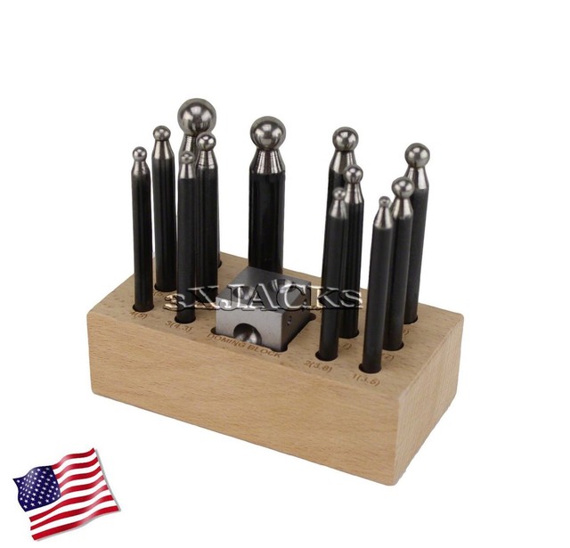 14 PC Doming Dapping Round Forming Set Jewelry Making Tools Gold Silver ...