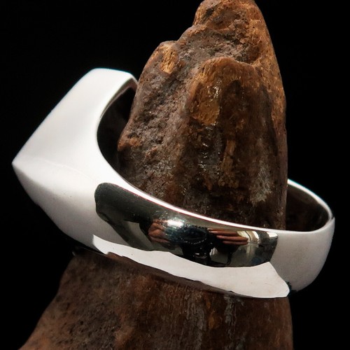MENS STERLING SILVER OUTLAW BIKER RING DIAMOND 1% ER ONE PERCENT RED ...