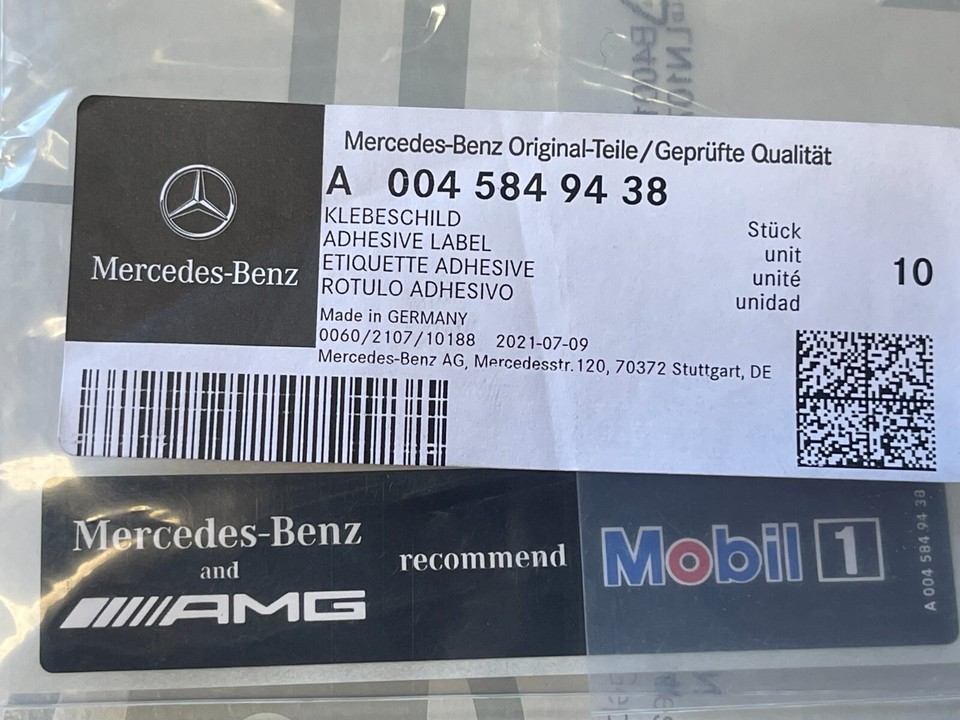 Mercedes-Benz Genuine AMG Mobil 1 Oil Sticker Label Decal NEW | eBay