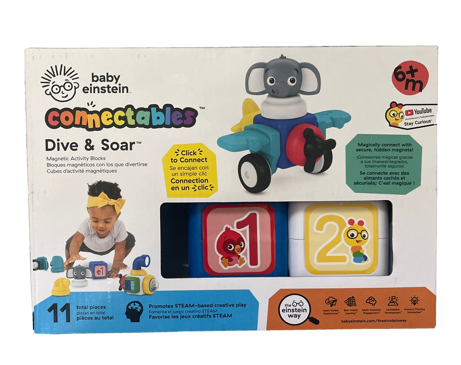 Baby Einstein Connectables Dive and Soar Magnetic Activity Blocks Steam ...