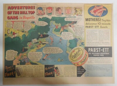 Pabst-ett Cheese Spread Ad: Hill Top Gang Premium ! 1930's Size: 11 x ...