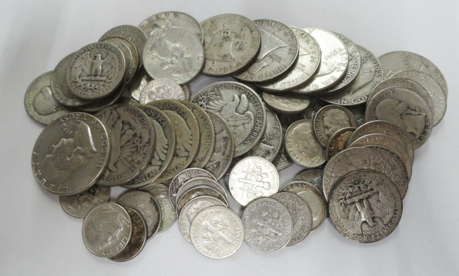 90% Junk Silver US Coins lot of 1/2 oz. Standard Wt.-Pre 1965-No Clad ...