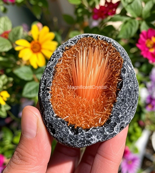 Rare Meteorite-Inspired Quartz Crystal Specimen Goethite Orange Copper ...