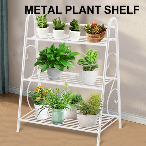 3 Tier Metal Plant Stand Corner Rack Flower Pots Holder Storage Shelf ...
