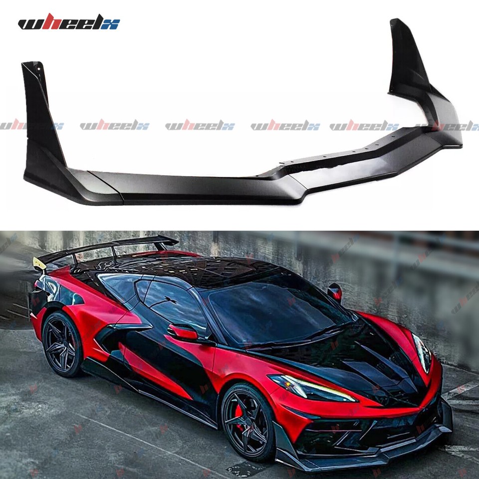 Matte Black STG 3 Winglet Front Bumper Lip Splitter For 20-24 Corvette ...