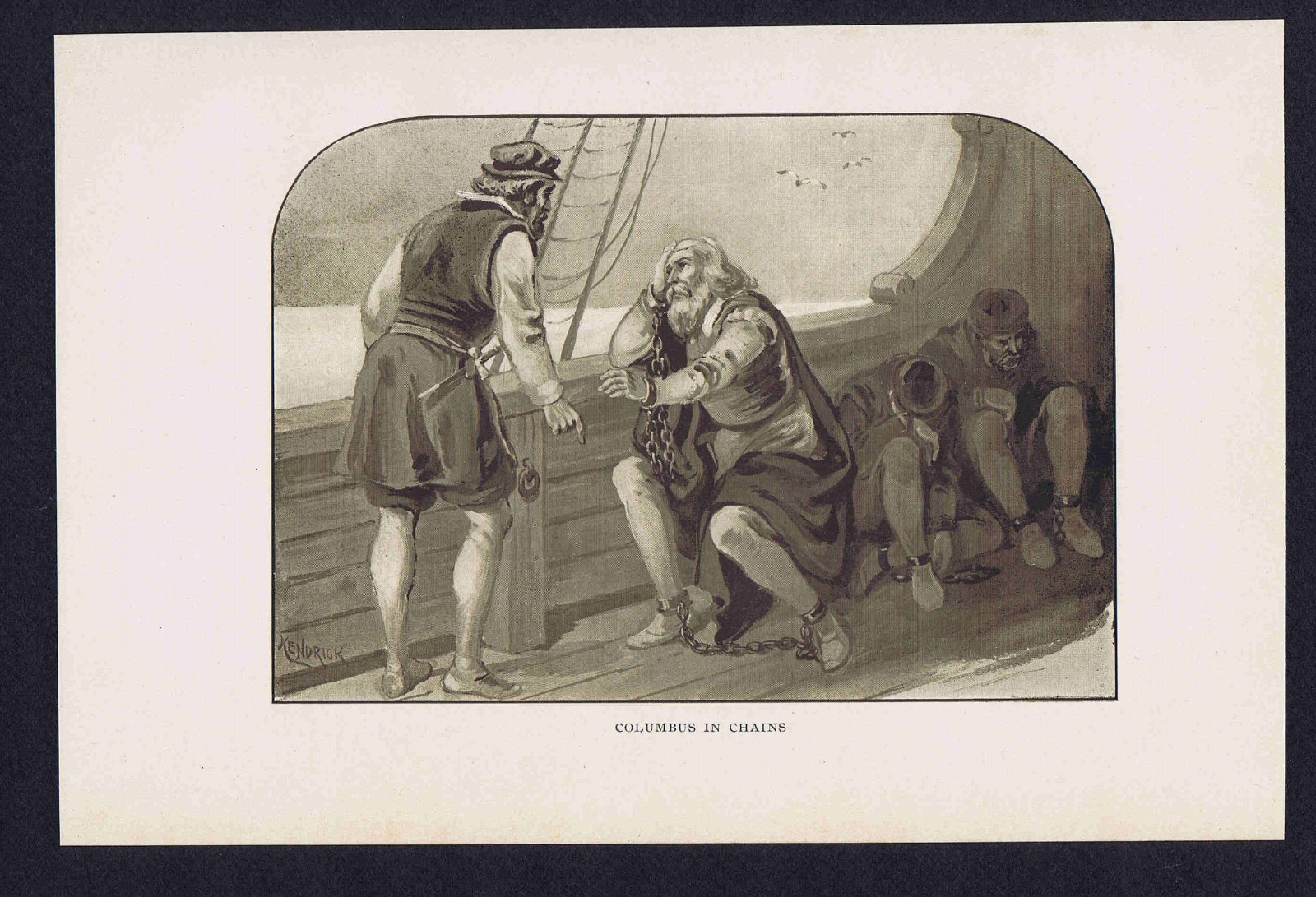 Christopher Columbus in Chains - 1901 Historical Print | eBay