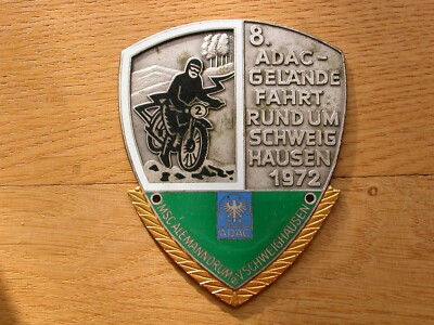 alte ADAC Plakette 8 ADAC-Geländefahrt Rund Um Schweig Hausen 1972 RAR ...