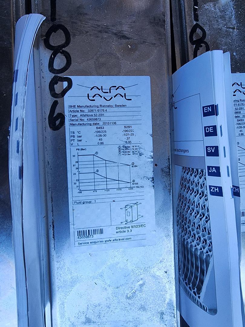 Alfa Laval Brazed Plate AlfaNova 52-20H Heat Exchanger 225*C Max Temp ...