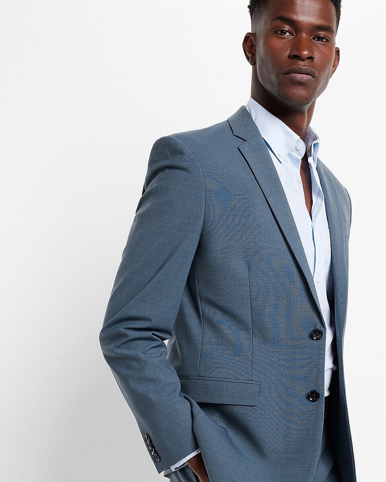 NEW EXPRESS $298 DUSTY BLUE EXTRA SLIM WOOL BLEND MODERN TECH SUIT ...