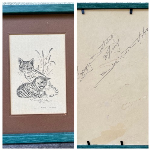 Vintage Bill Neat Cat Picture Cattails Personally Signed 70s Pen Ink ...