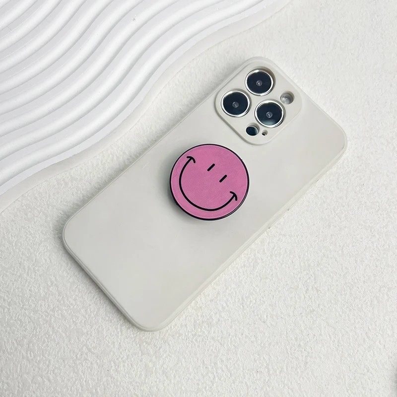 Cute Happy Face Phone Grip Socket | Foldable Stand Holder for iPhone ...