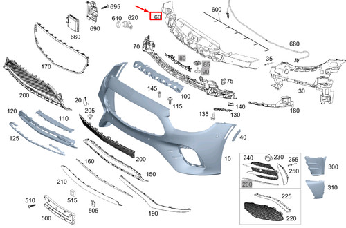 NEW MERCEDES-BENZ E C238 FRONT BUMPER CENTER IMPACT ABSORBER ...