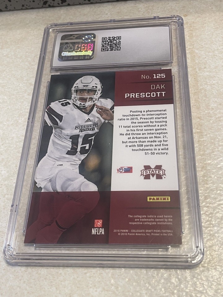 Dak Prescott 2016 Panini Prizm Draft Picks #125 RC CSG 9.5 Rookie | eBay