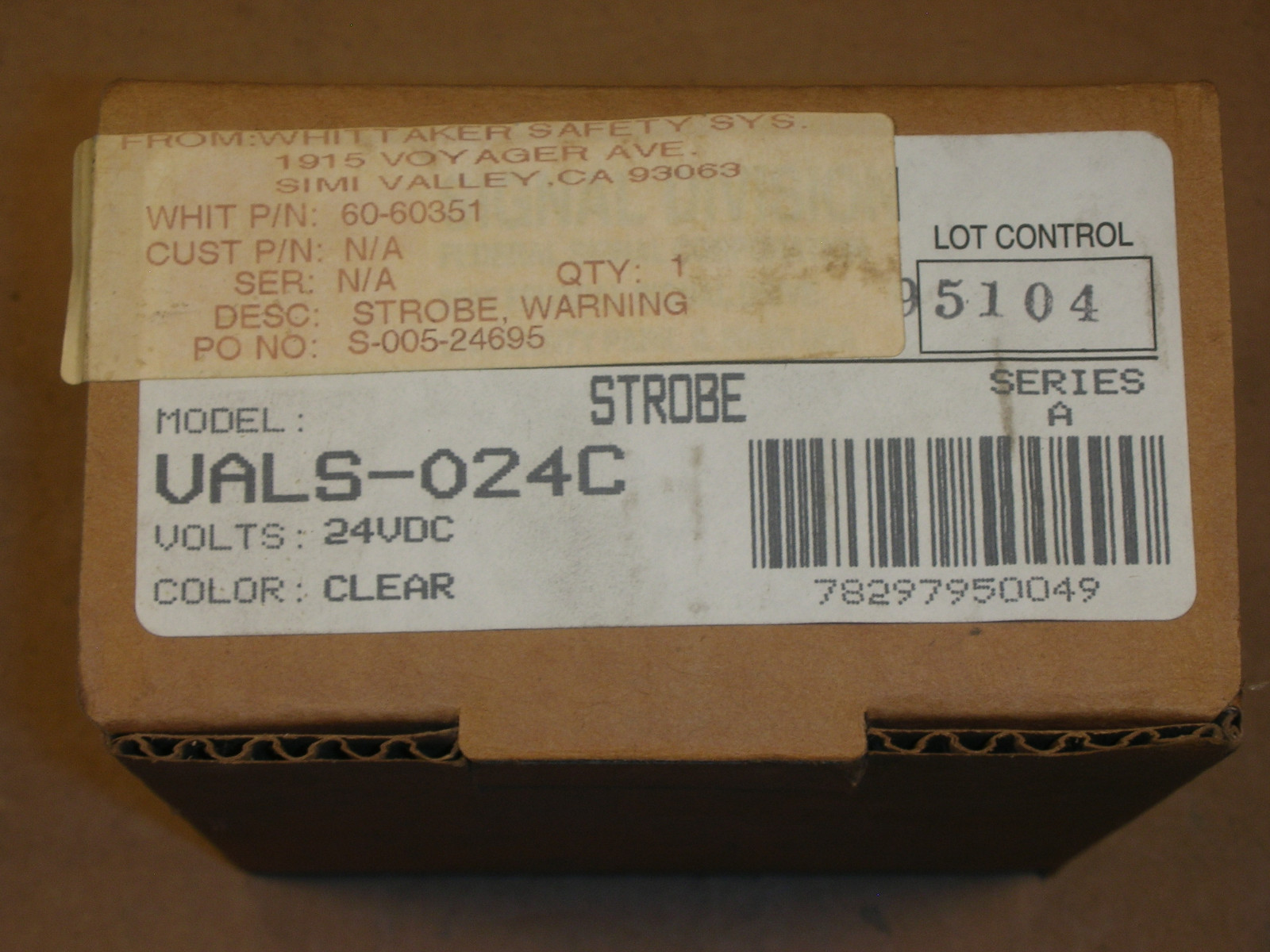 FEDERAL SIGNAL VISALERT VALS-024C Warning Light Strobe Tube Clear Bulb ...