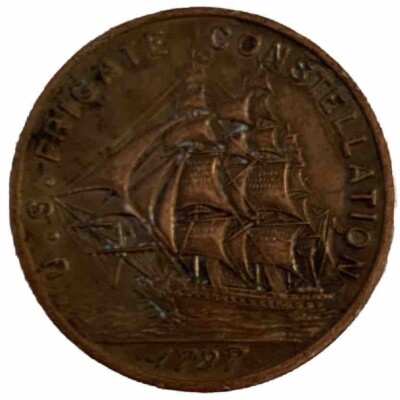 1955 UNITED STATES US Frigate Constellation SHIP Navy VINTAGE Old Coin ...