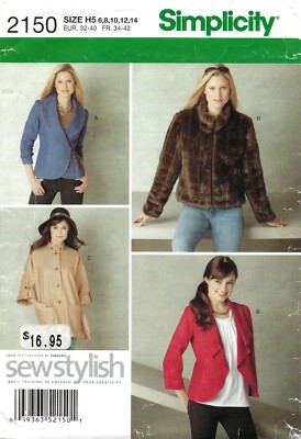 Simplicity 2150 Shawl Collar, Side Tie, Faux Fur, Cascade Front JACKETS ...