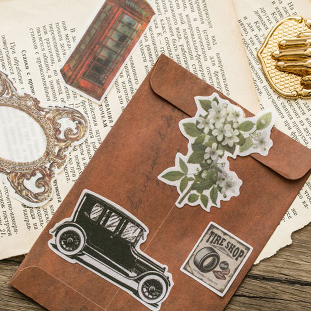 60Pcs Vintage Paper Scrapbooking Stickers Adhesive Stationery ...