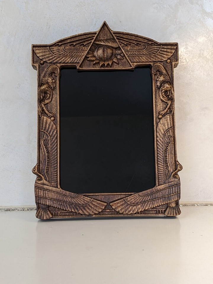 Black mirror, Altar witch mirror with wood frame. Witch mirror. | eBay