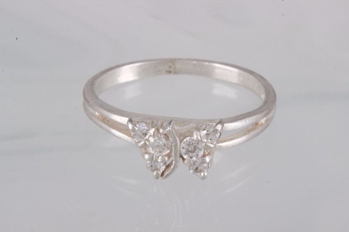 CW STERLING SILVER CLEAR CRYSTALS BUTTERFLY RING SIZE 6 1/2 925 FINE ...