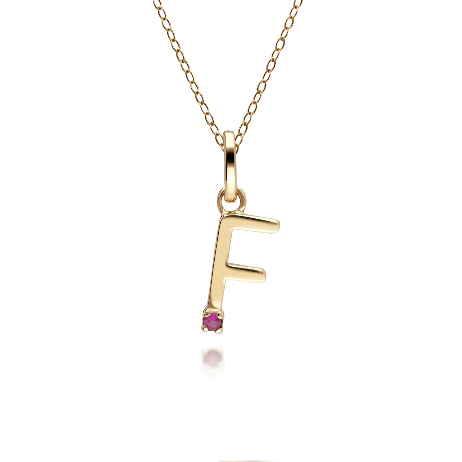 Initial F Ruby Letter Charm in 9ct Yellow Gold | eBay UK