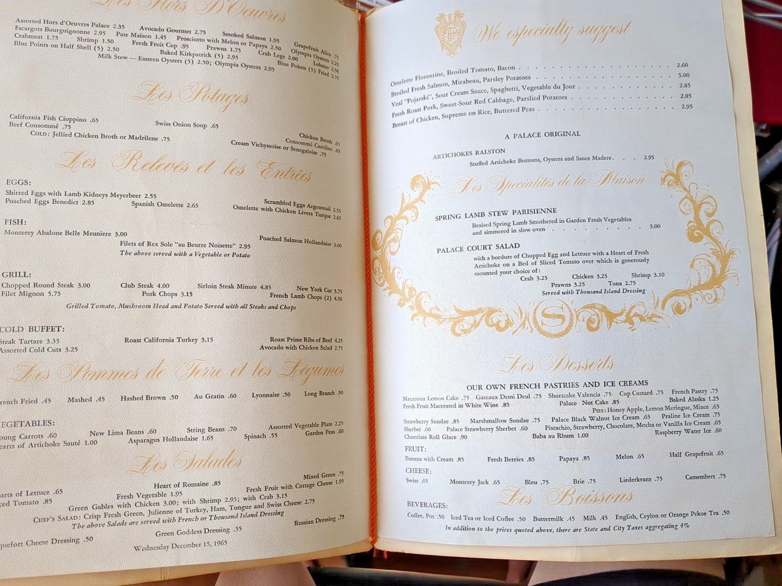 Sheraton Palace Hotel San Francisco CA Garden Court Restaurant Dinner ...