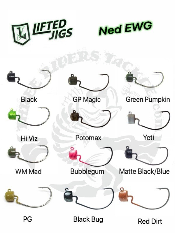 Lifted Jigs 1/0 EWG NED Rig Jigheads - Choose Size and Color | eBay